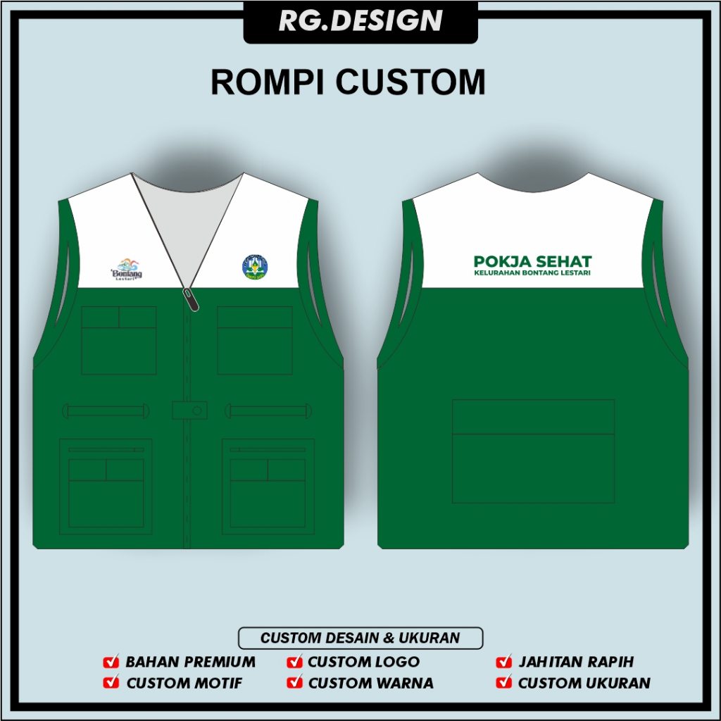Jual Rompi Lapangan Custom Desain dan Bordir / Rompi Custom - Rg.design | Shopee Indonesia