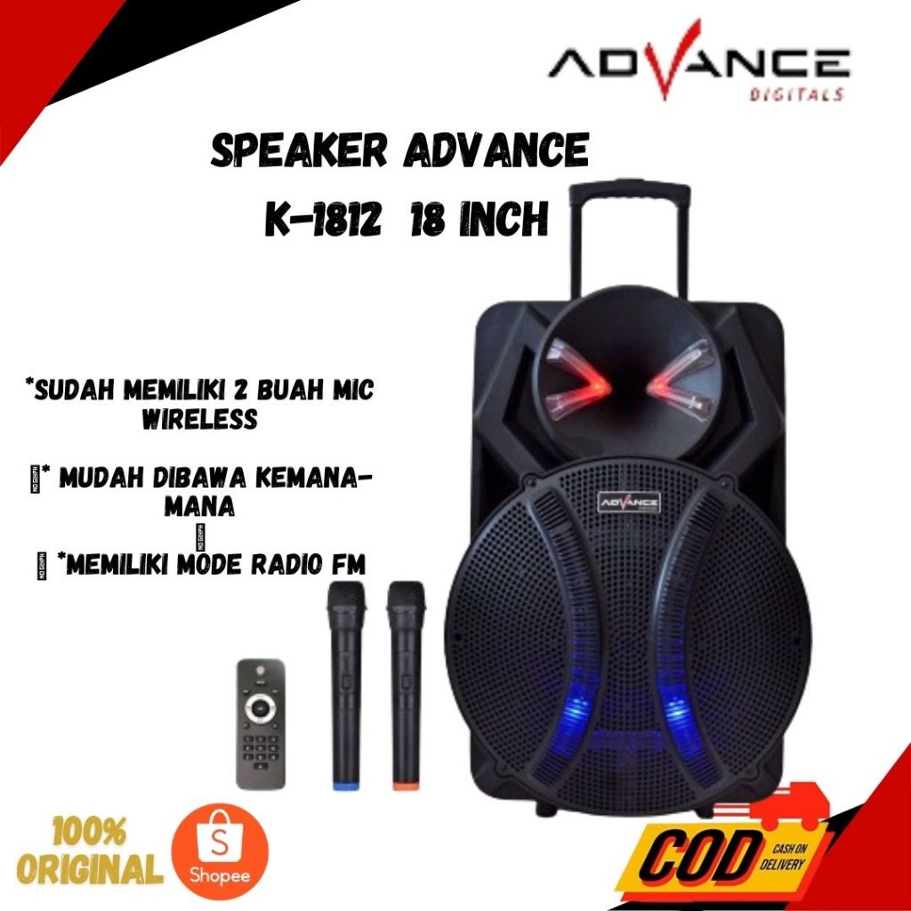 Jual SPEAKER ADVANCE K-1812 SPEAKER KAROKE SPEAKER DENGAN MIC SPEAKER 18 INCH | Shopee Indonesia