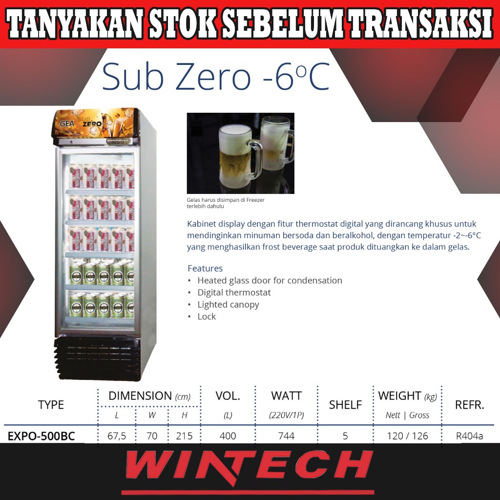 Jual Gea EXPO-500BC Beer Cooler / Display Cooler Khusus Untuk Menyimpan ...