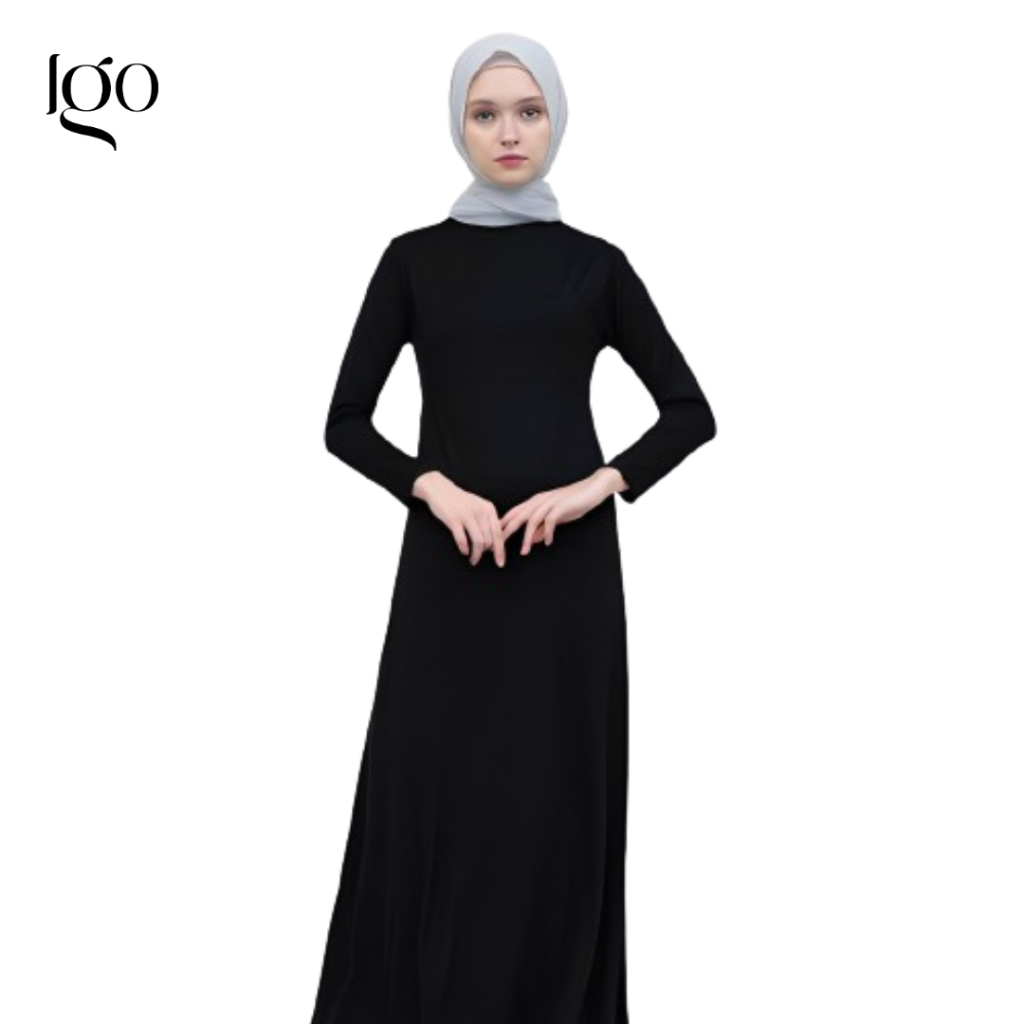 Jual IGO Baju Gamis Panjang Wanita Polos Spandex Jersey . | Shopee ...