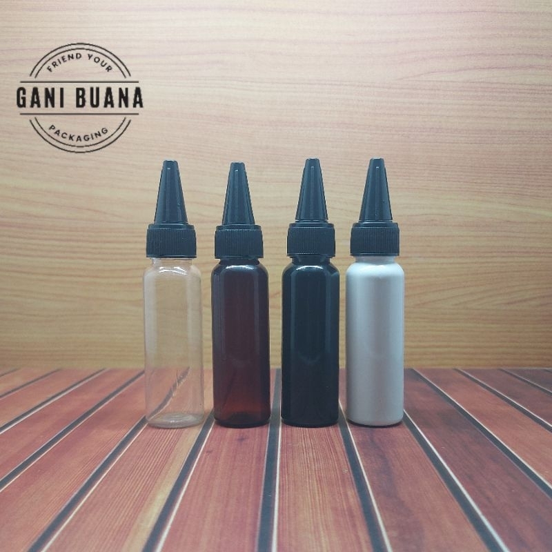 Jual BOTOL TINTA KERUCUT 30ML TUTUP KERUCUT HITAM/BOTOL KERUCUT 30ML ...