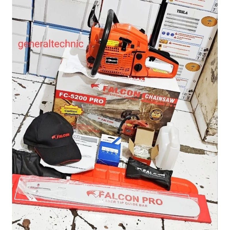 Jual mesin chainsaw gergaji kayu Falcon 5200 bar baja 22" | Shopee ...