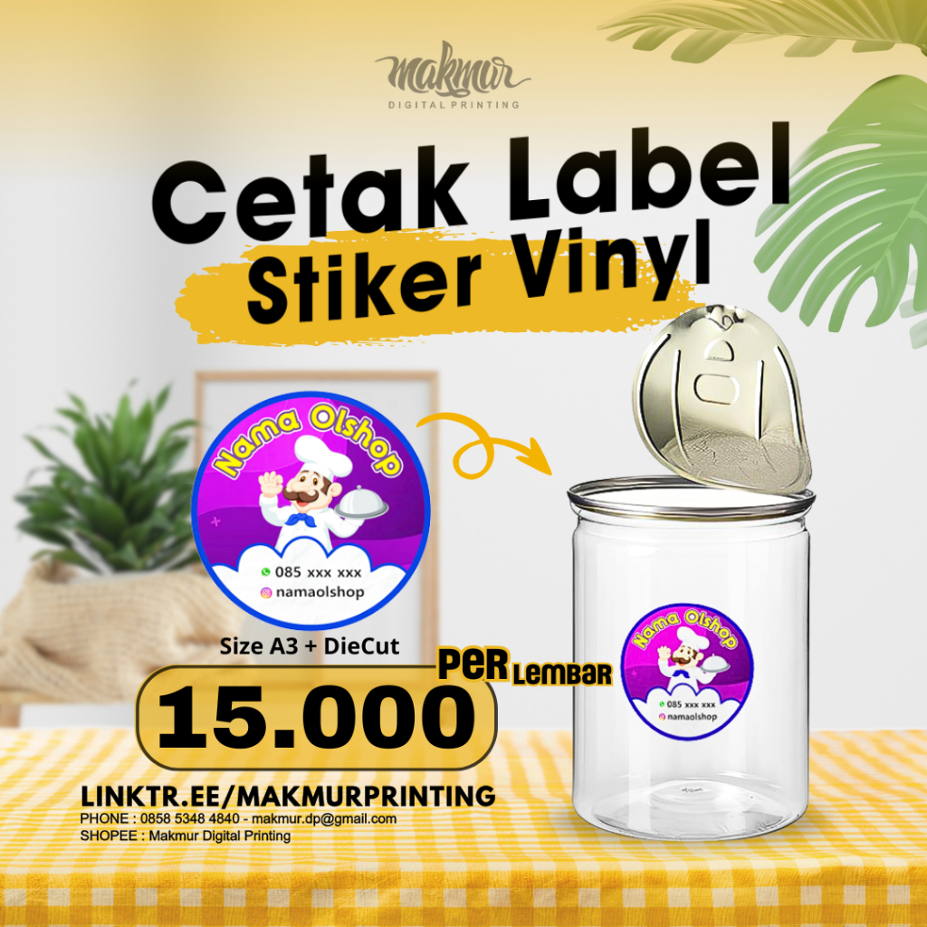 Jual Cetak Sticker A3+ Vinyl Custom Label Packaging Kemasan Makanan ...