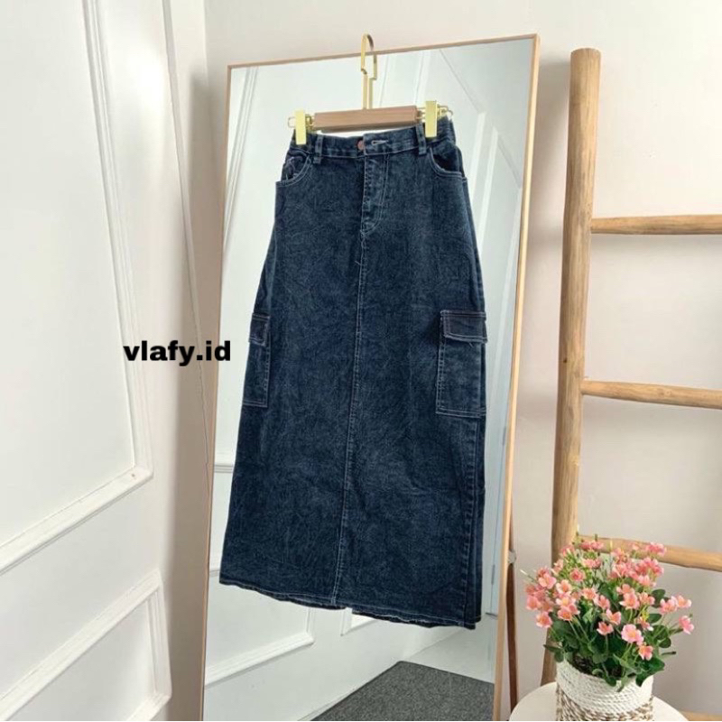 Jual ROK CARGO JEANS HIGHWAIST PREMIUM/ROK CARGO JEANS WANITA/ROK KARGO ...