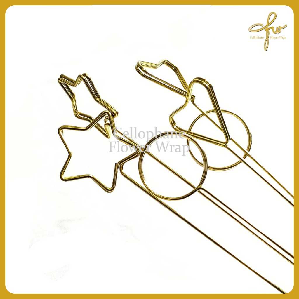 Jual STICK CARD BESI GOLD - PLASTIK / HOLDER STICK BUNGA BOUQET ...