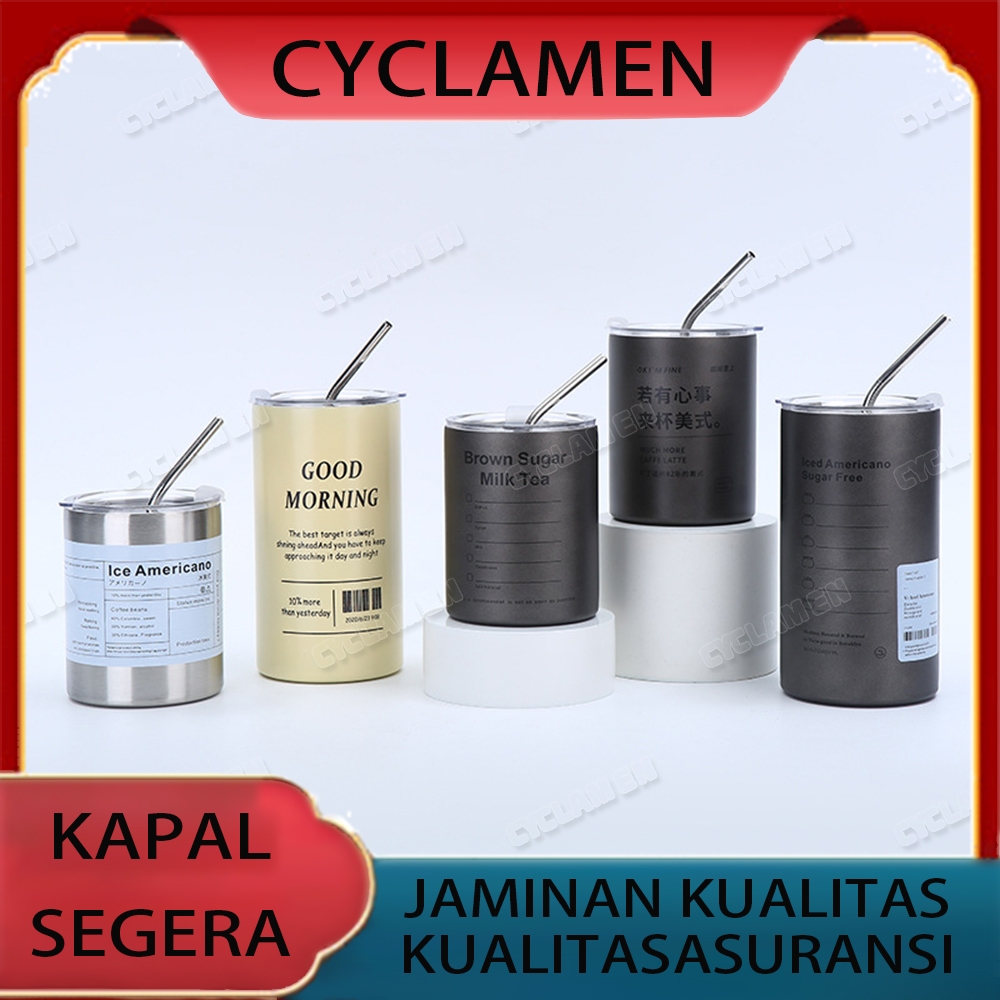 Jual 320ML/600Ml Cangkir Kopi dengan Jerami Stainless Steel Termos ...
