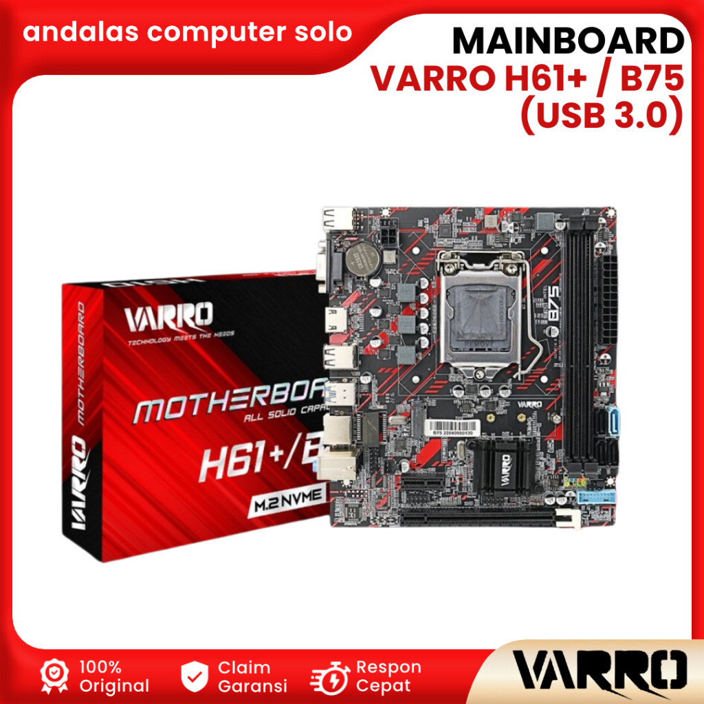 Jual Motherboard Mainboard MOBO MB VARRO H61 PLUS / B75 (USB 3.0 ...