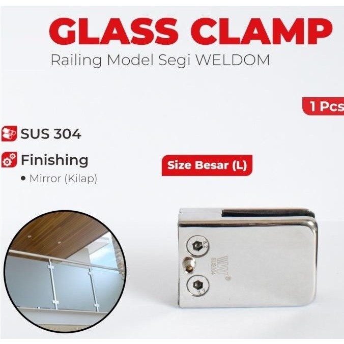 Jual Glass Clip Klem Balkon Railing Tiang Penjepit Kaca Stainless ...