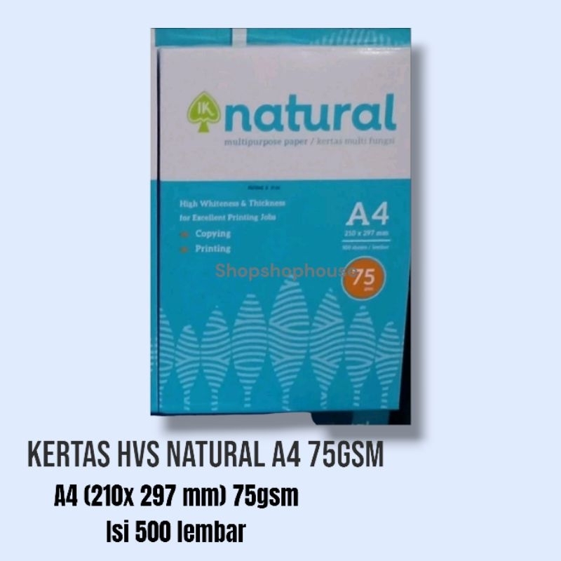 Jual Kertas hvs print natural A4 75gr ( 500 lembar) | Shopee Indonesia