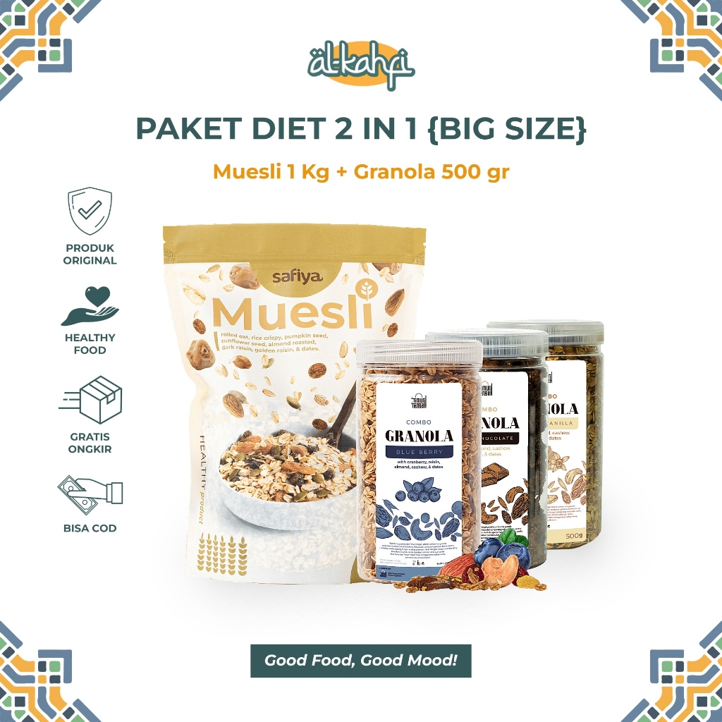 Jual [DIET 2 In 1 BIG SIZE] Muesli Safiya 1 Kg + Granola 500 gr Timur ...