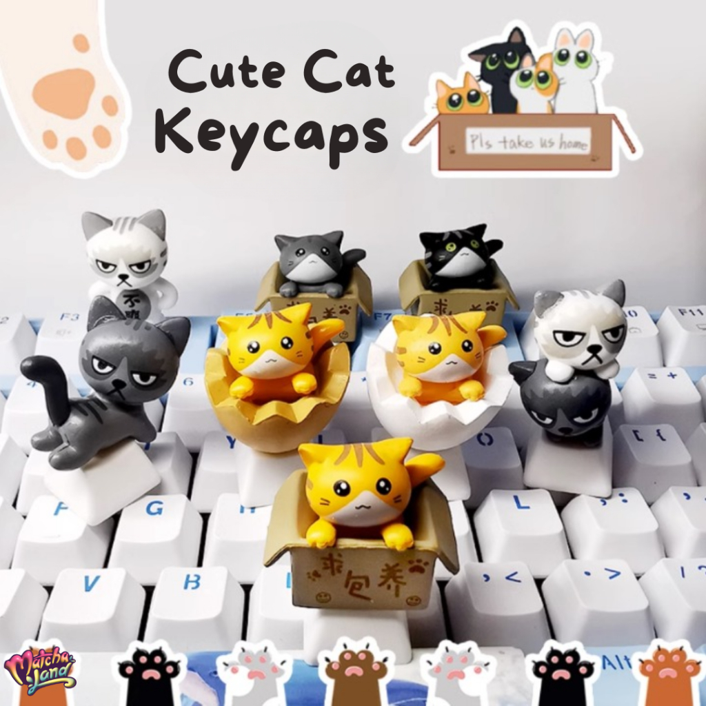 Jual Cute Cat Neko Keycaps Mechanical Keyboard ; Keycaps kucing lucu ...