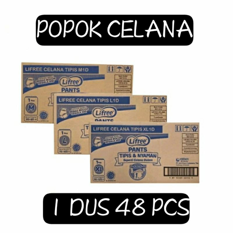 Jual Lifree Pants Popok Celana Dewasa Dus Isi 48 Pcs Kemasan Renceng Size M L XL | Shopee Indonesia
