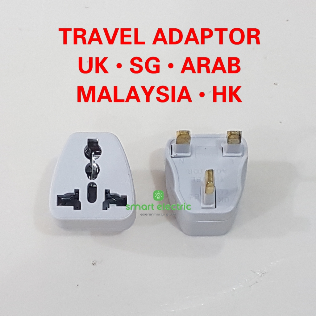 Jual Travel Adaptor UK SG Arab Malaysia Colokan Luar Negeri Kaki 3 Tipe ...