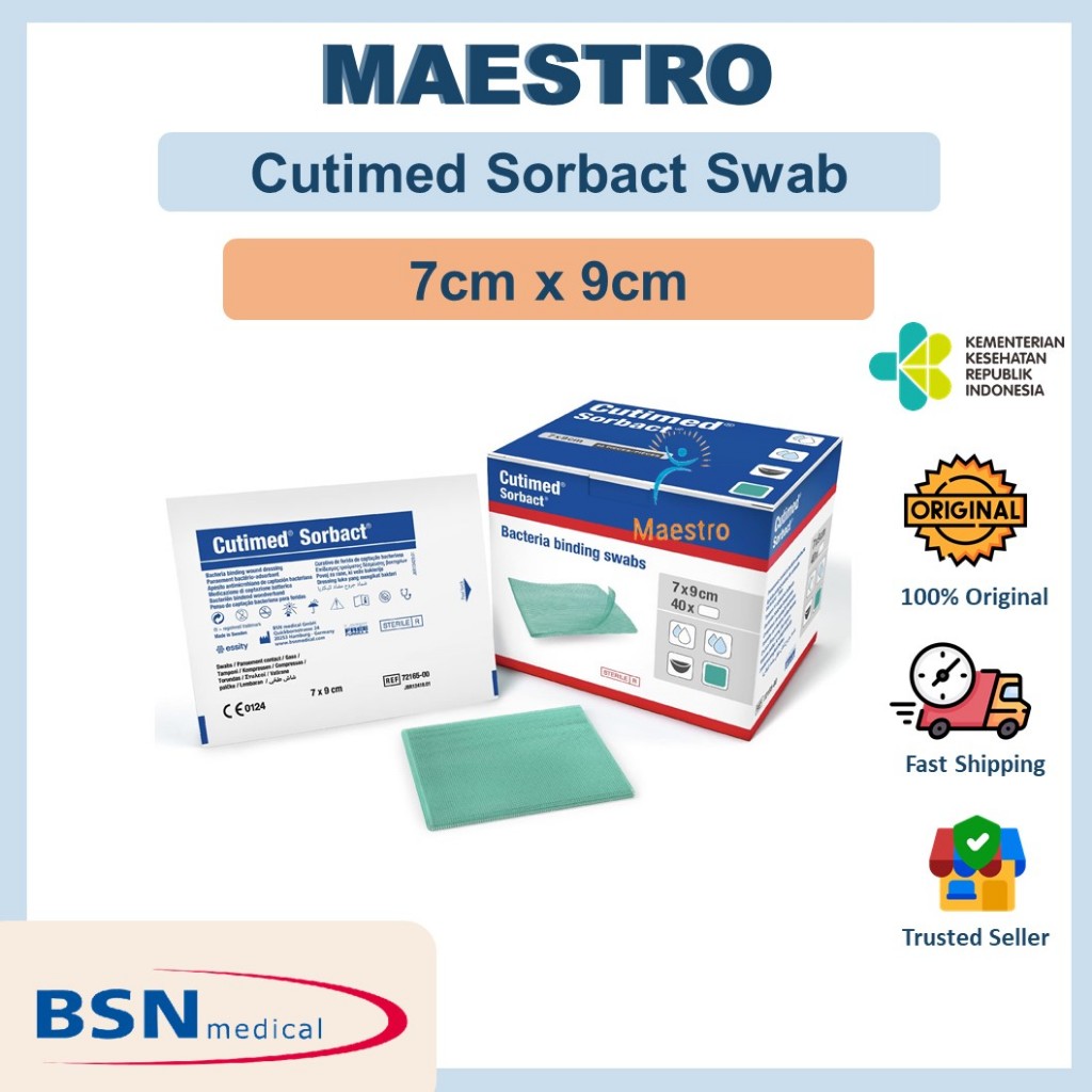 Jual Cutimed Sorbact Swab 7x9 cm BSN Essity 7cm x 9cm Dressing 7x9cm ...