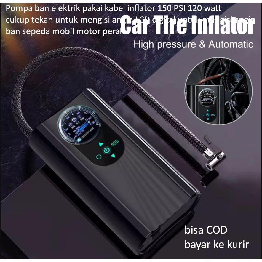 Jual Pompa ban elektrik pakai kabel inflator 150 PSI 120 watt cukup ...