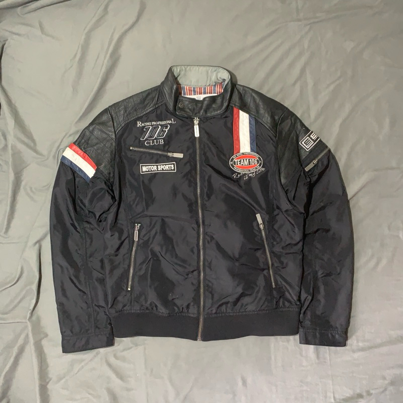 Jual EXR Racing Jacket Warna Hitam ( Pundak Kulit ) | Shopee Indonesia
