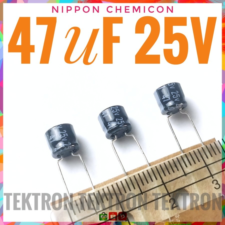 Jual NIPPON CHEMICON 47uF 25V Elco Elko Capacitor Kapasitor Asli ORI SM ...