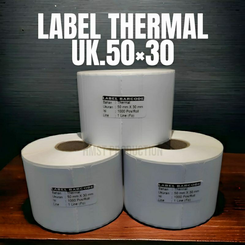 Jual LABEL THERMAL /LABEL STICKER THERMAL/LABEL BARCODE 50x30 - 50 x 30 | Shopee Indonesia