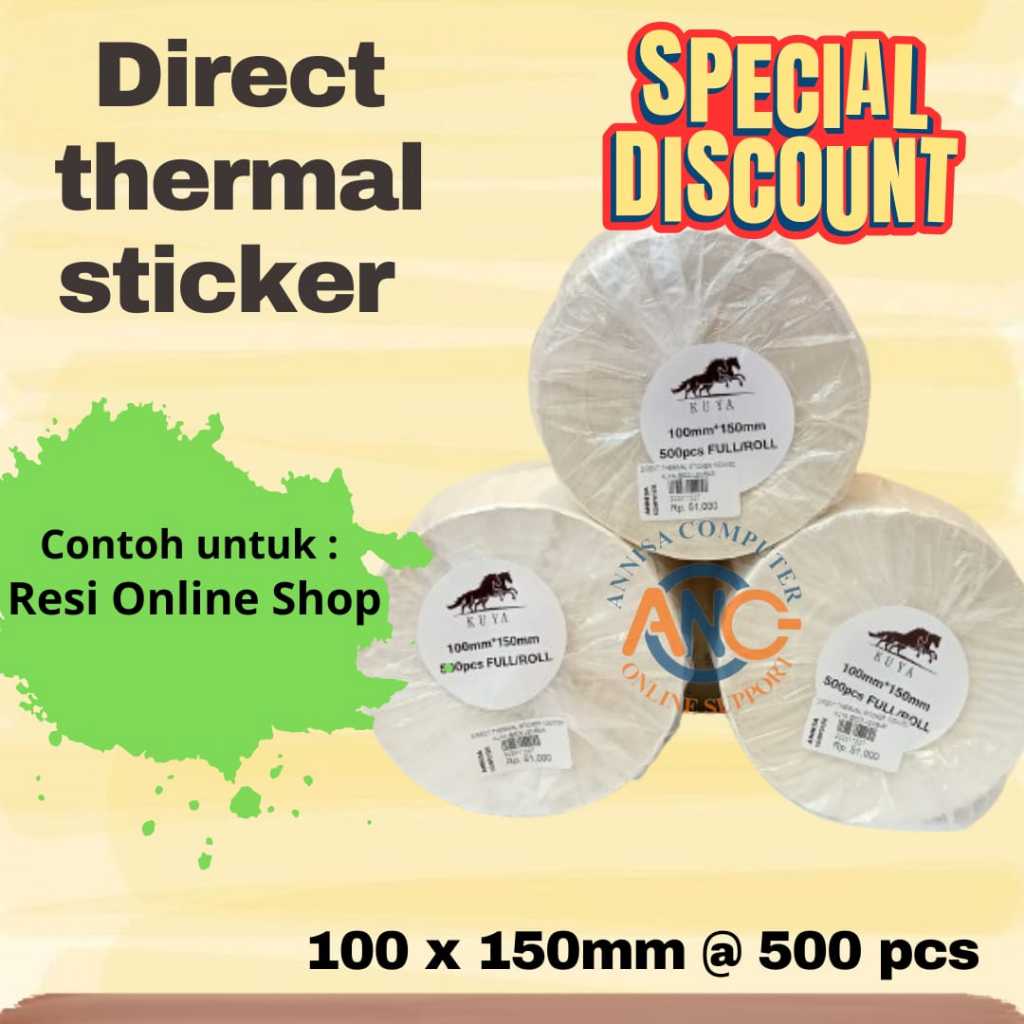 Jual Direct Thermal Sticker KUYA / Label Resi Online 100 x 150mm Isi ...