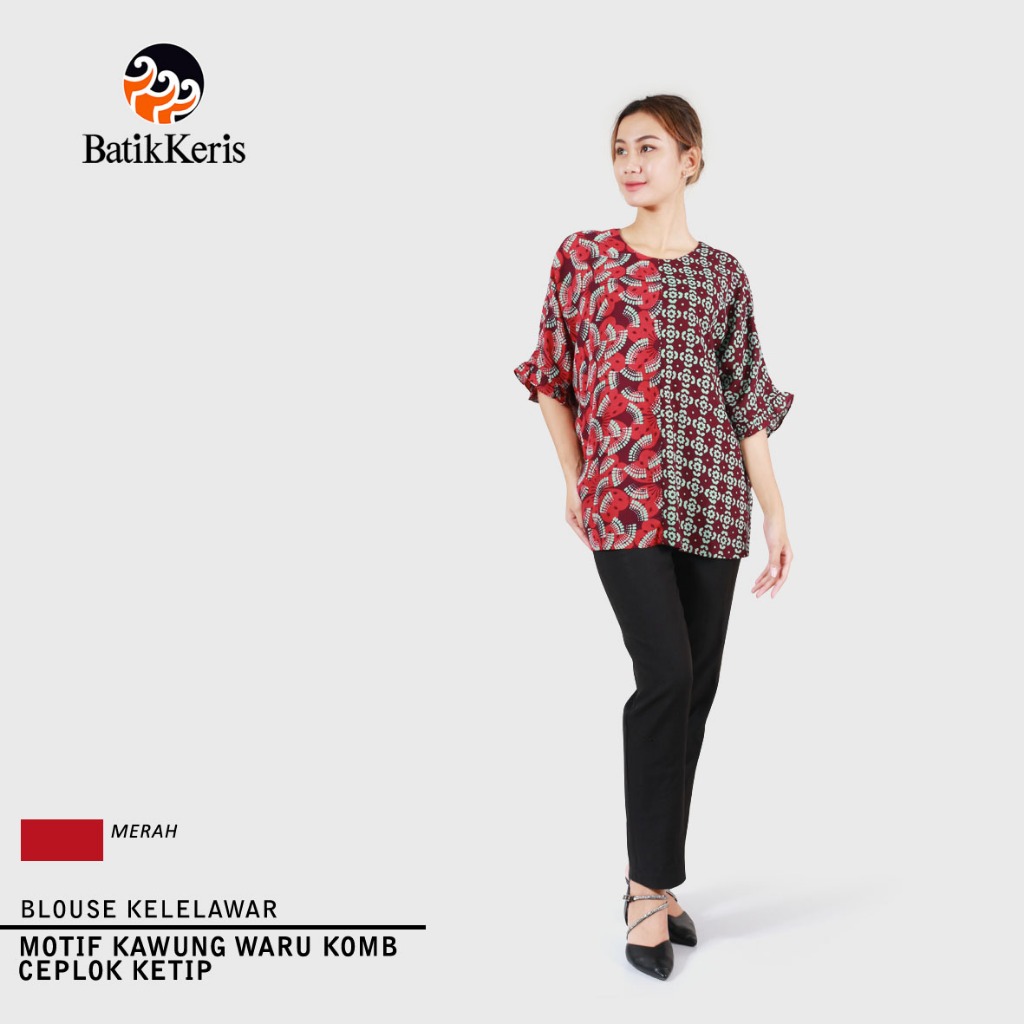 Jual Batik Keris Blouse Kelelawar Lengan Pendek Kawung Waru komb Ceplok ...