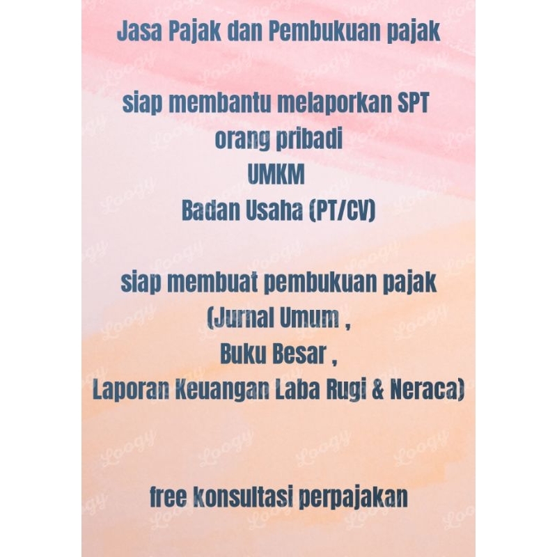 Jual Jasa Pengurusan SPT , Akuntansi dan Pembukuan Pajak , WP OP , PT ...