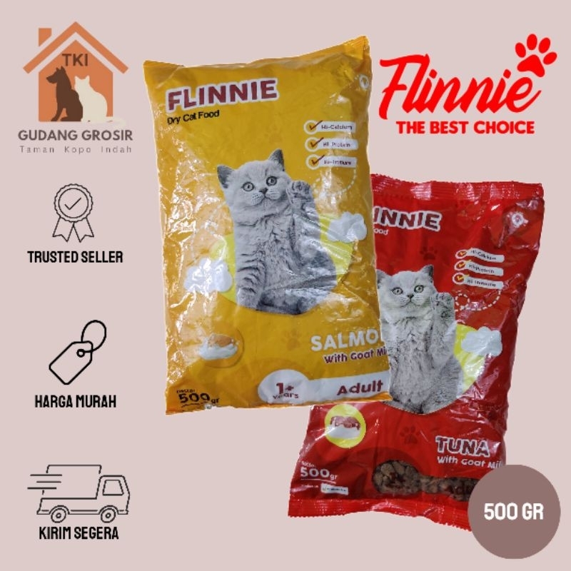 Jual Makanan Kucing Flinnie Cat Dry Food 500gr Adult Tuna Salmon 500 gr ...