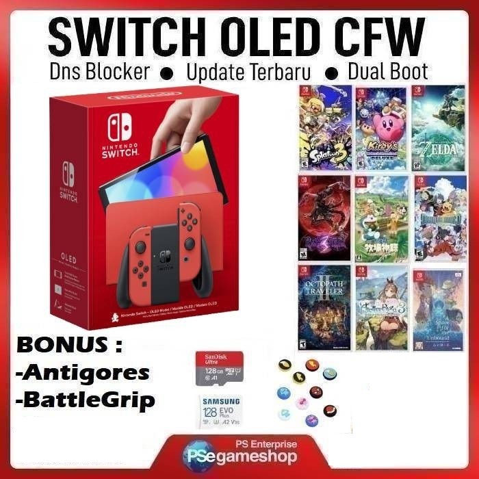 Jual Nintendo Switch Console OLED model Mario Red CFW Full Game | Shopee Indonesia