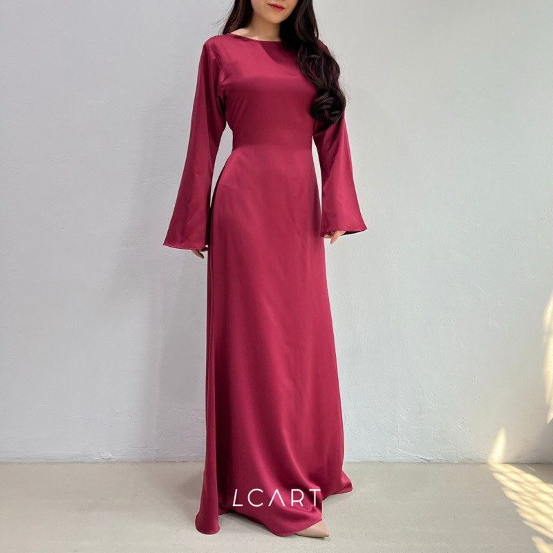 Jual LCART - Rora Long Sleeve Dress | Dress Satin Wanita | Shopee Indonesia