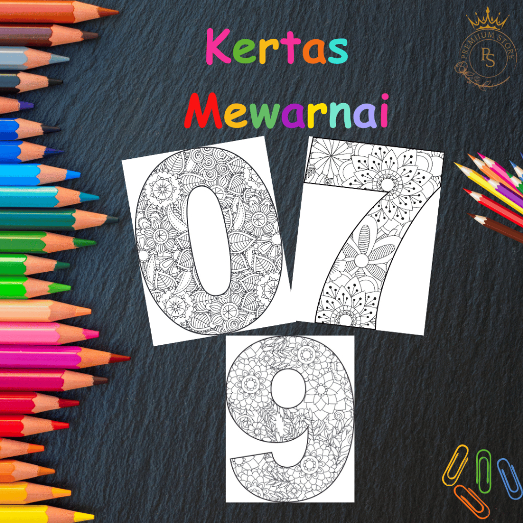 Jual Kertas Mewarnai Angka 0 - 9 Dengan Motif Bunga-Bunga | Untuk Anak ...