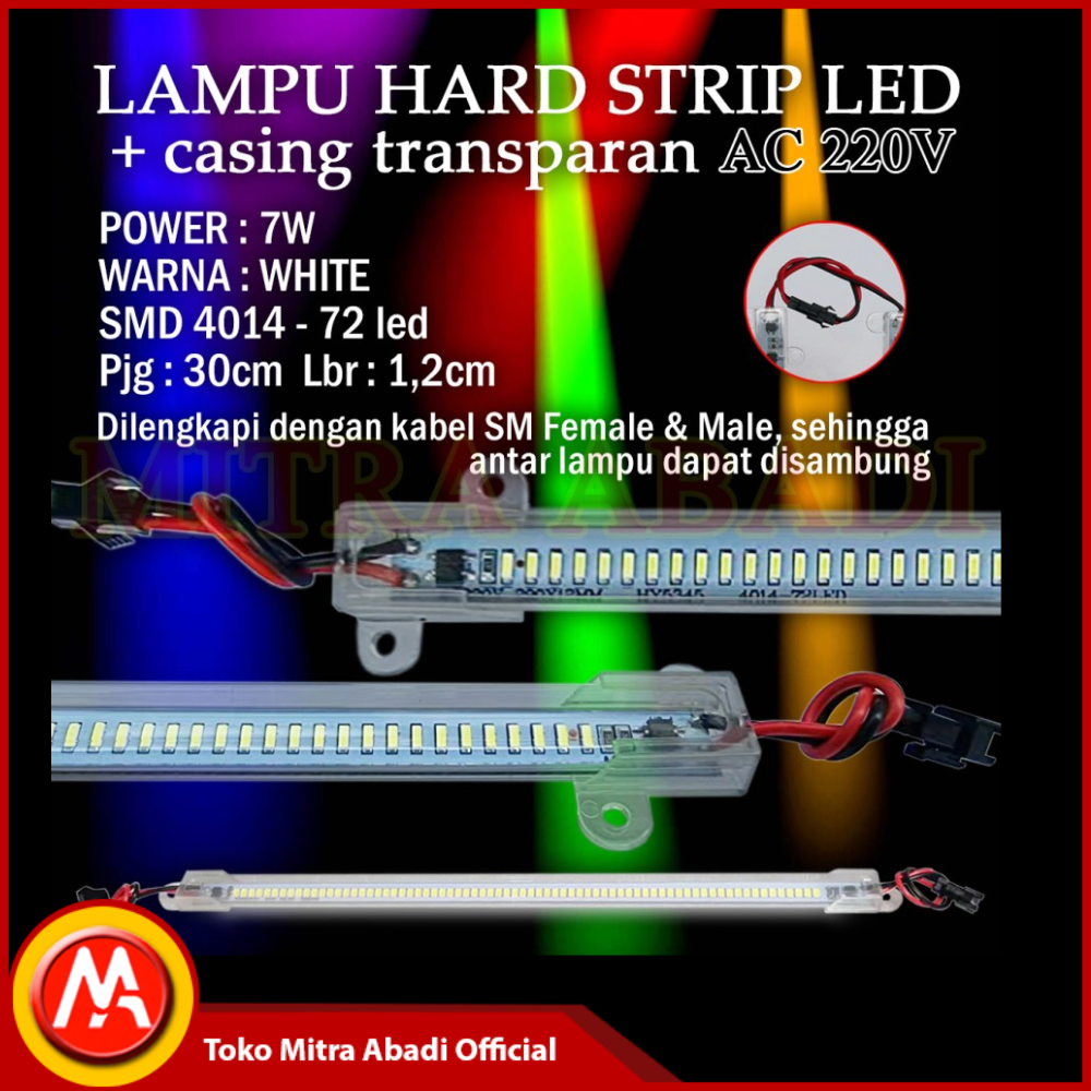 Jual Hard Strip LED SMD 4014 7W Putih 6500K AC 220V + Casing 30 cm ...