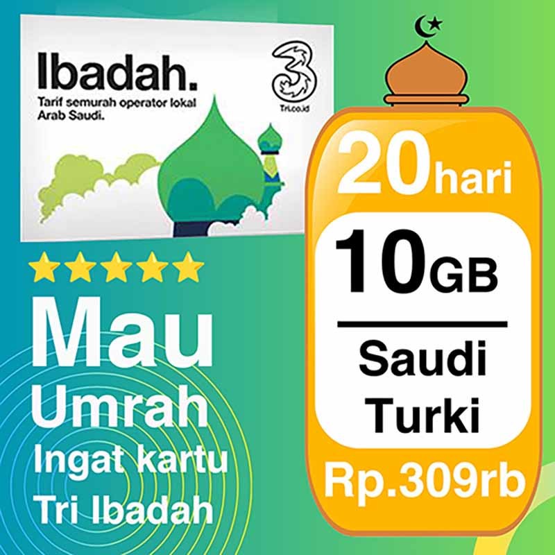 Jual PAKET INTERNET UMROH DAN HAJI 3 Tri ibadah | Arab Saudi Turki 10gb ...