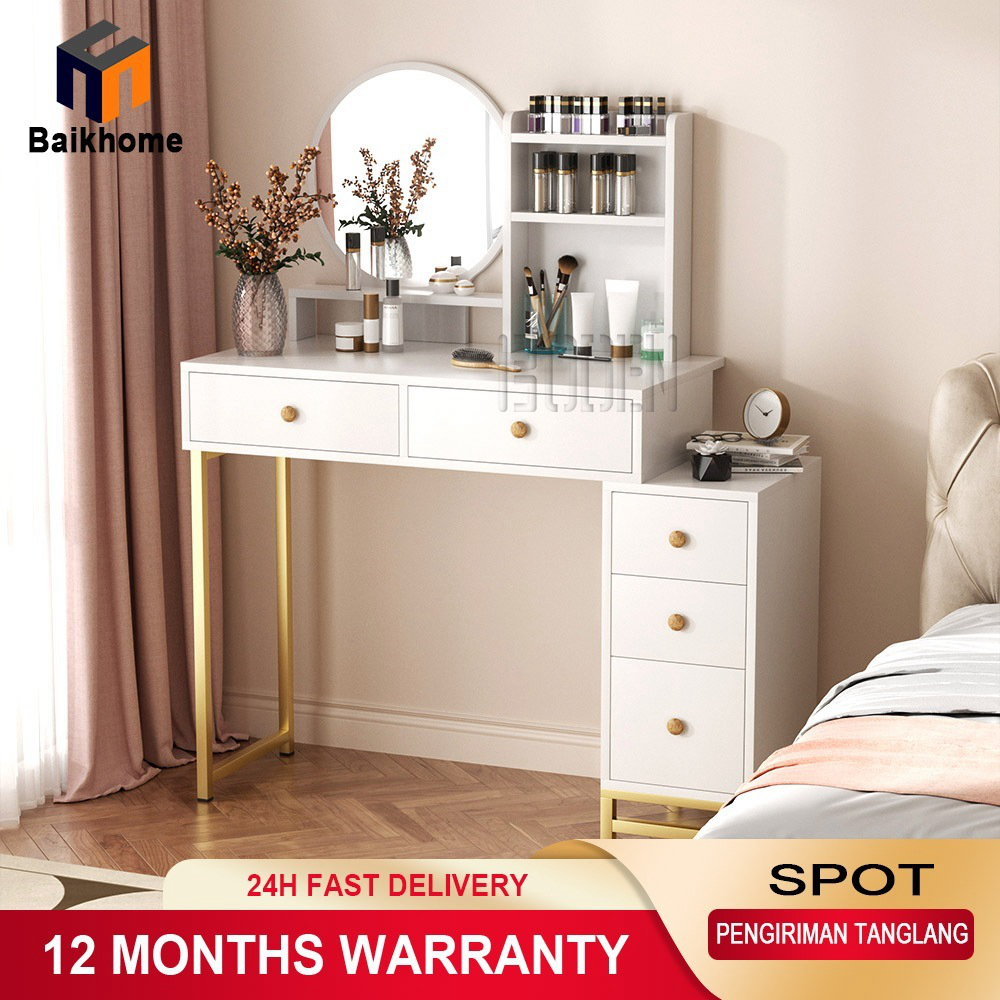 Jual Baikhome Meja Rias dengan lampu Meja Rias Putih Kaca Meja Rias ...