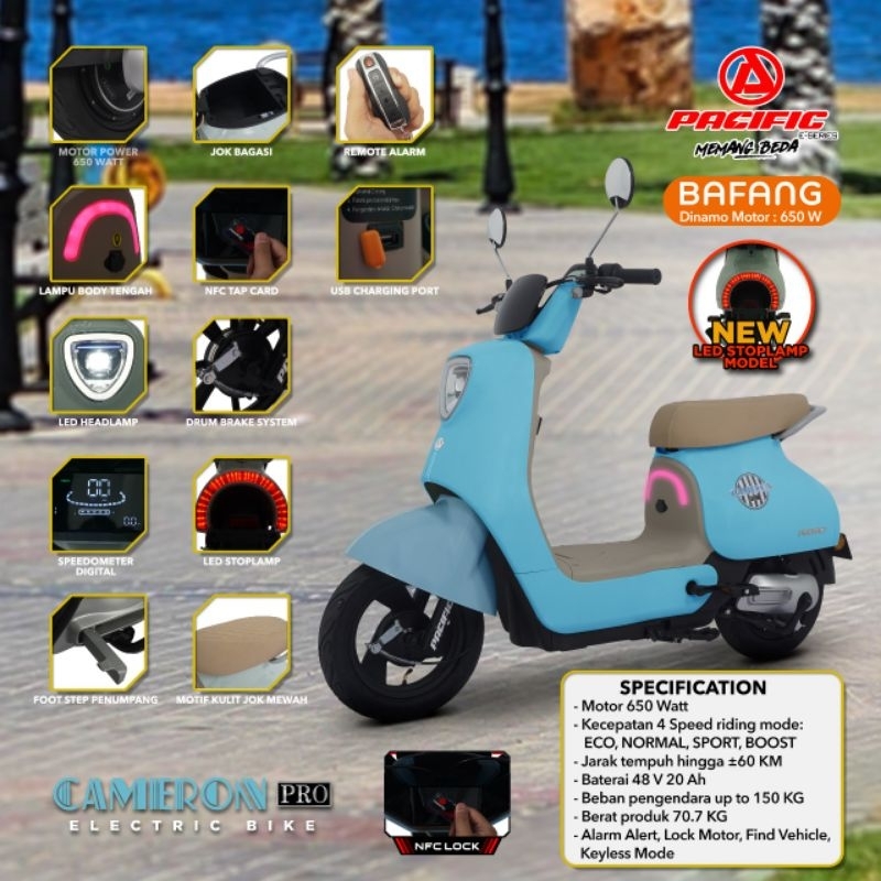 Jual sepeda Vespa listrik Pacific Cameron Pro | Shopee Indonesia