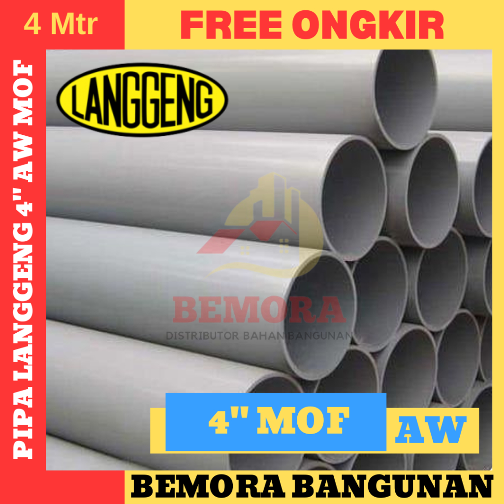 Jual Pipa Pvc Warna abu Merek Langgeng 4 inch Tipe AW Mof (Harga Grosir ...