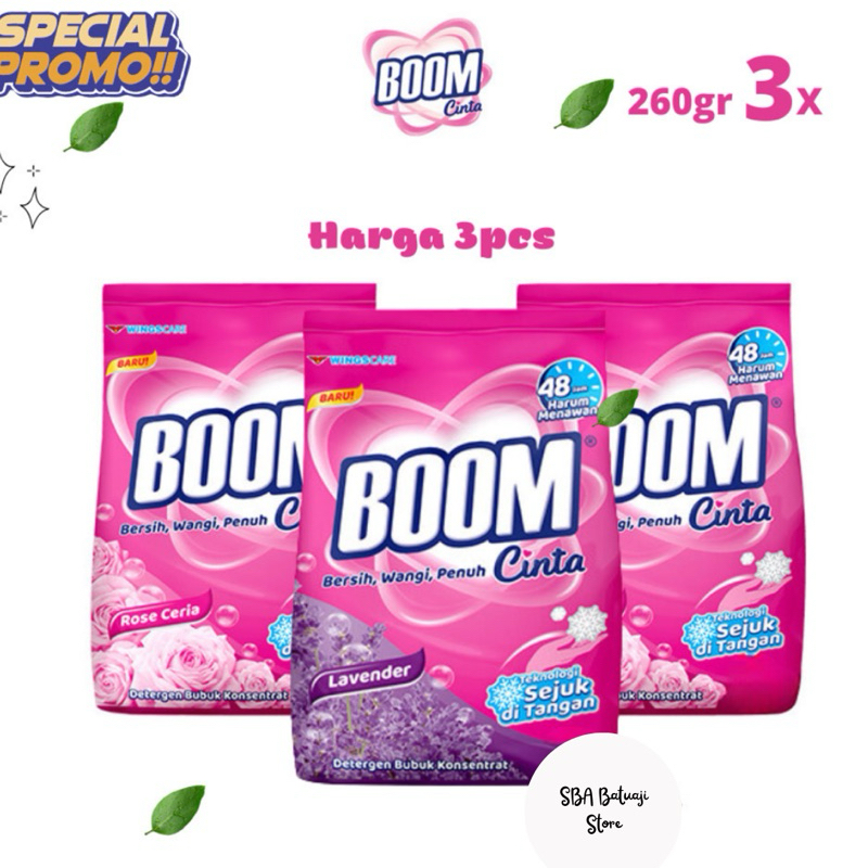 Jual [ isi 3 pcs ] Detergent Bubuk | Detergen Bubuk Boom Cinta 260 gr ...