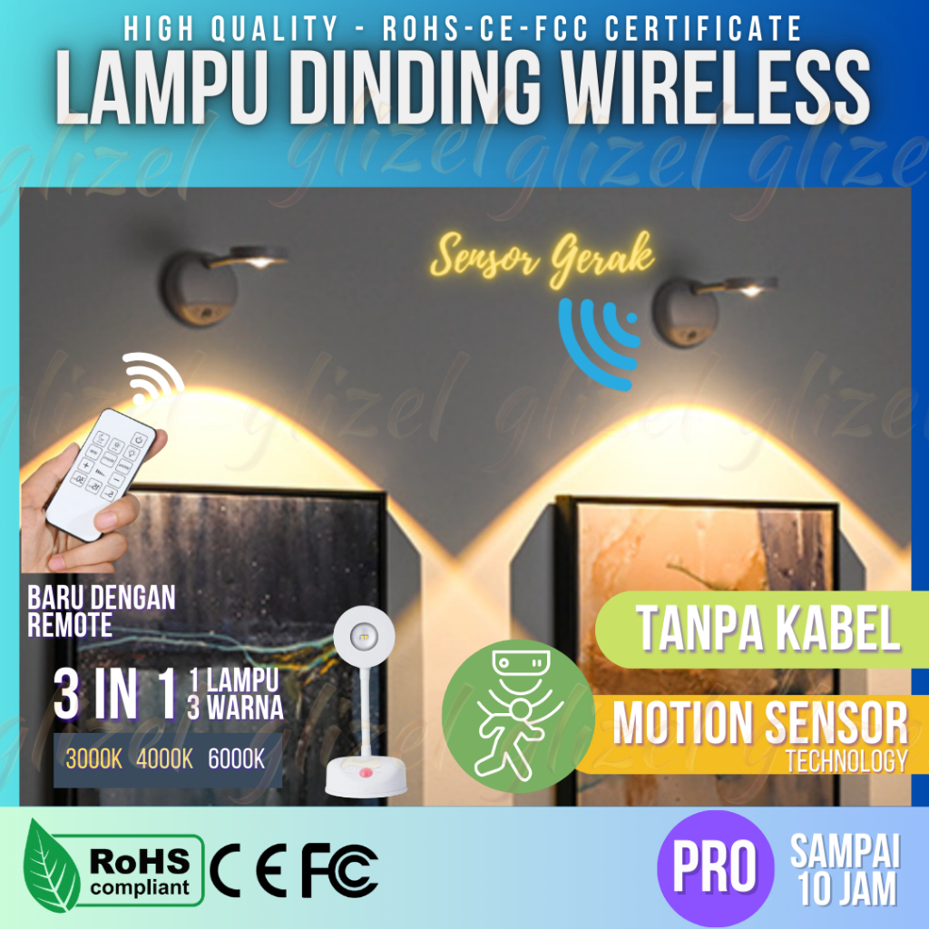 Jual Lampu Lukisan Dinding Spot Light Sensor Gerak LED Wireless ...