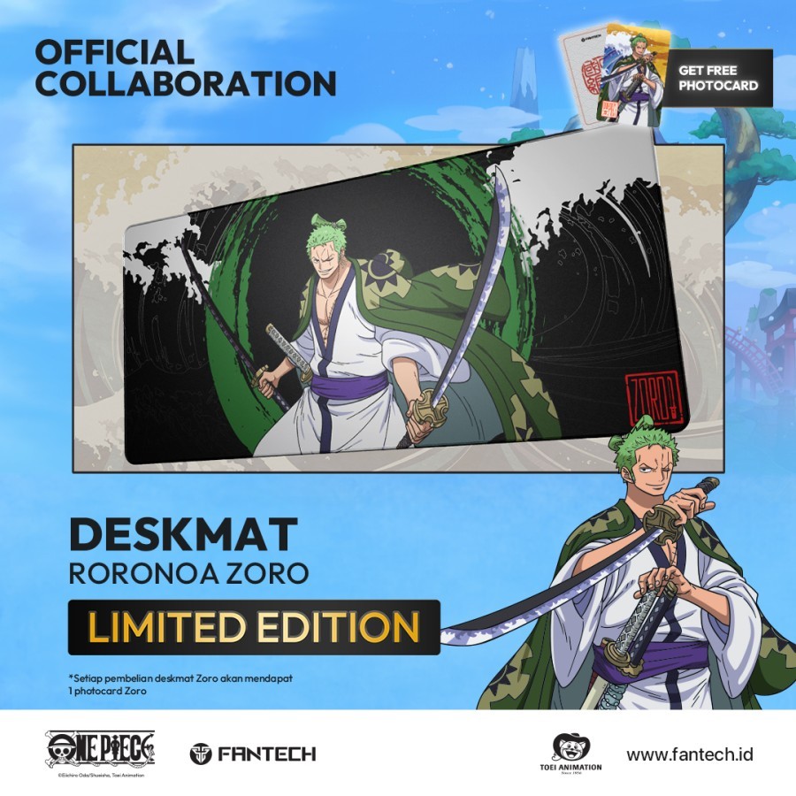 Jual FANTECH ONE PIECE EDITION RORONOA ZORO Gaming Deskmat | Shopee ...