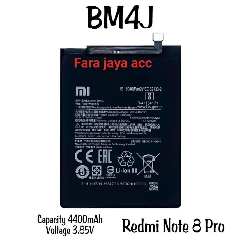 Jual Baterai Battery Xiaomi ORIGINAL Redmi Note 8 Pro Model: BM4J Redmi ...