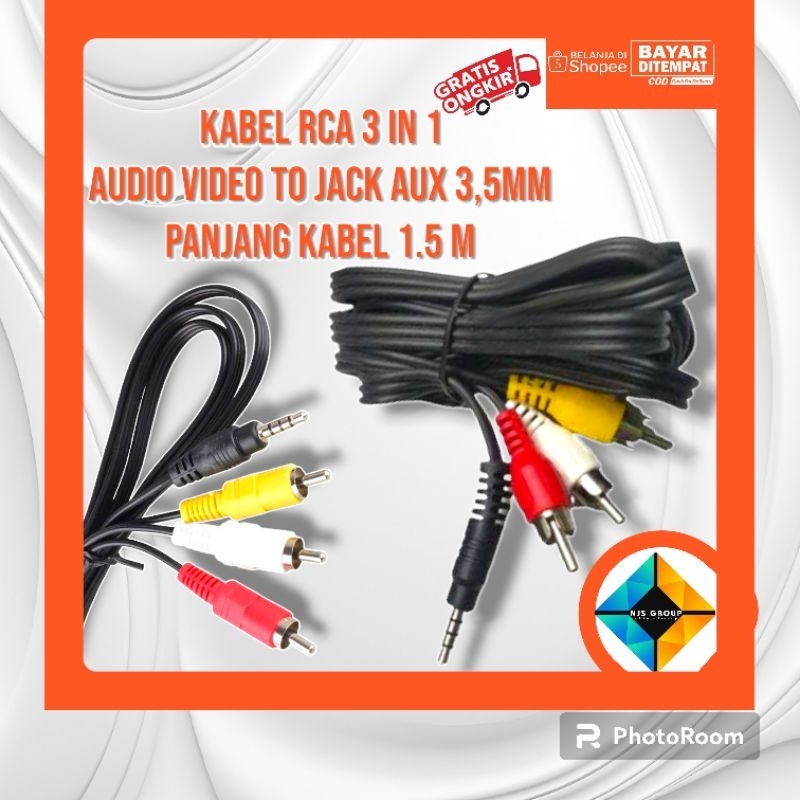 Jual Kabel RCA 3 in 1 / Kabel AV to Rca aux 1.5 m | Shopee Indonesia