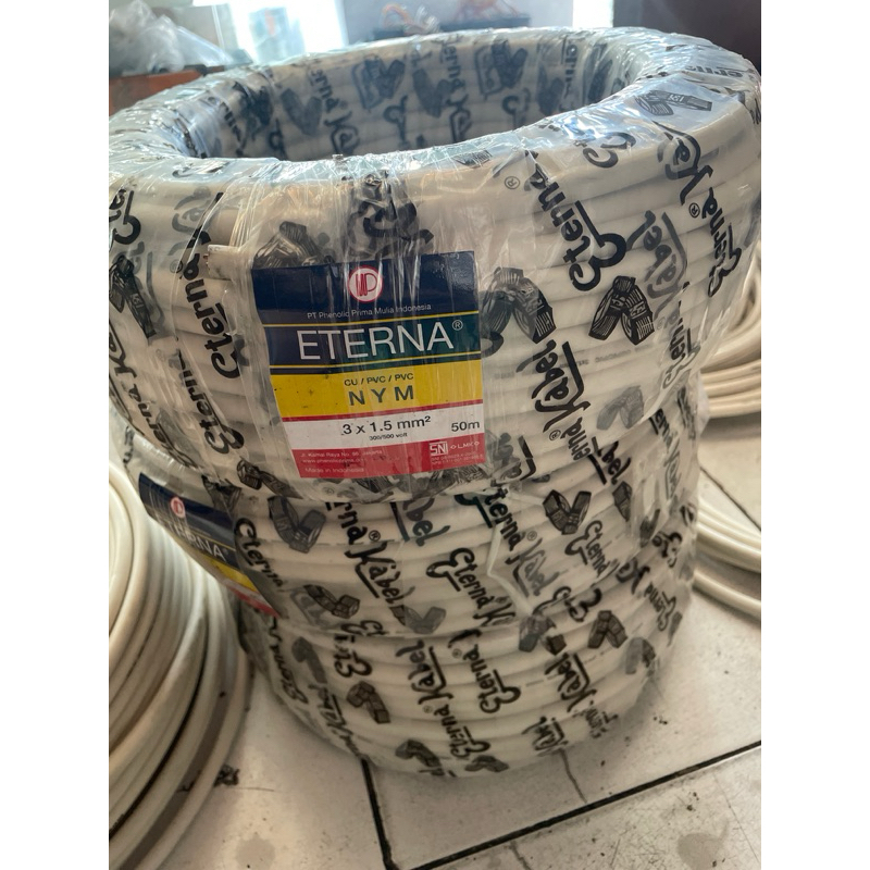 Jual Kabel Eterna NYM 3x1,5 @50m 3x1.5 putih tunggal kawat | Shopee Indonesia