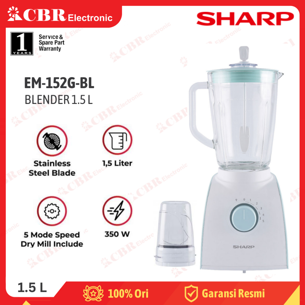 Jual Blender SAHRP EM-152G-BL (1.5L / Kaca / Dry Mill) | Shopee Indonesia