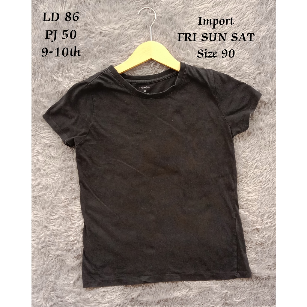 Jual Kaos hitam polos anak 9-10th FRI SUN SAT thrf | Shopee Indonesia