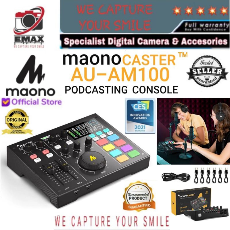 Jual Maono Caster AU AM100 Podcast Console Mixer USB Soundcard Mic ...