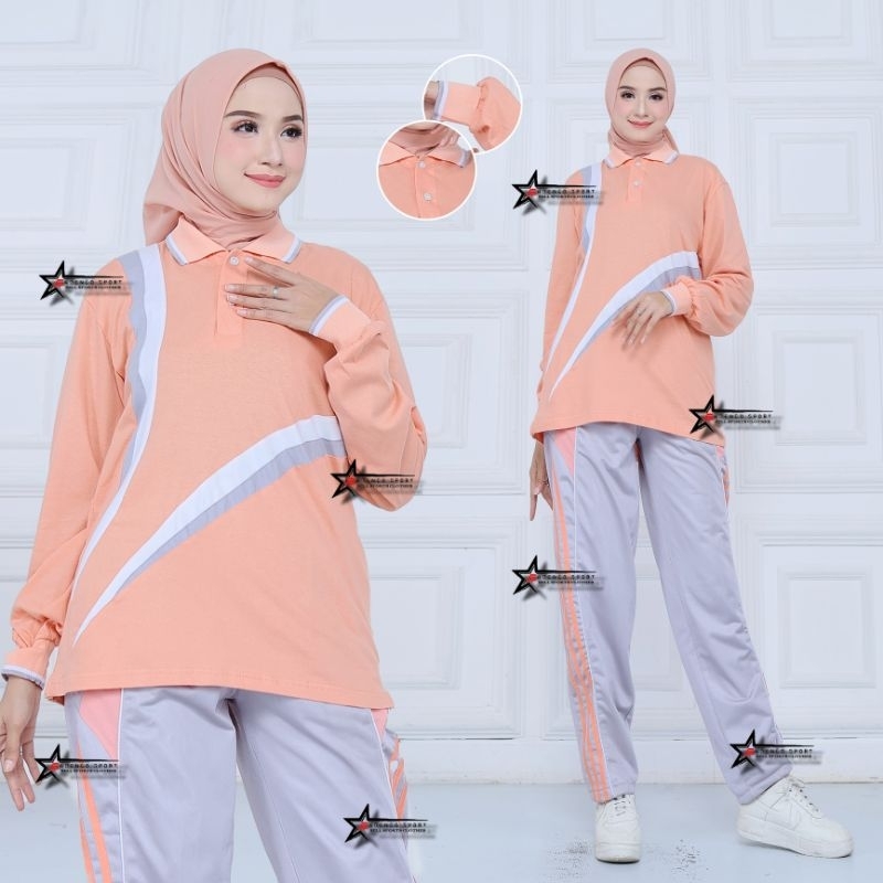 Jual Baju Olahraga Wanita One Set Lengan Panjang / Setelan Kaos Training olahraga / Seragam Baju ...