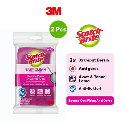 Jual OCA Scotch-Brite 3M Sabut Spons cuci Anti Gores Anti Bakteri isi 2 ...