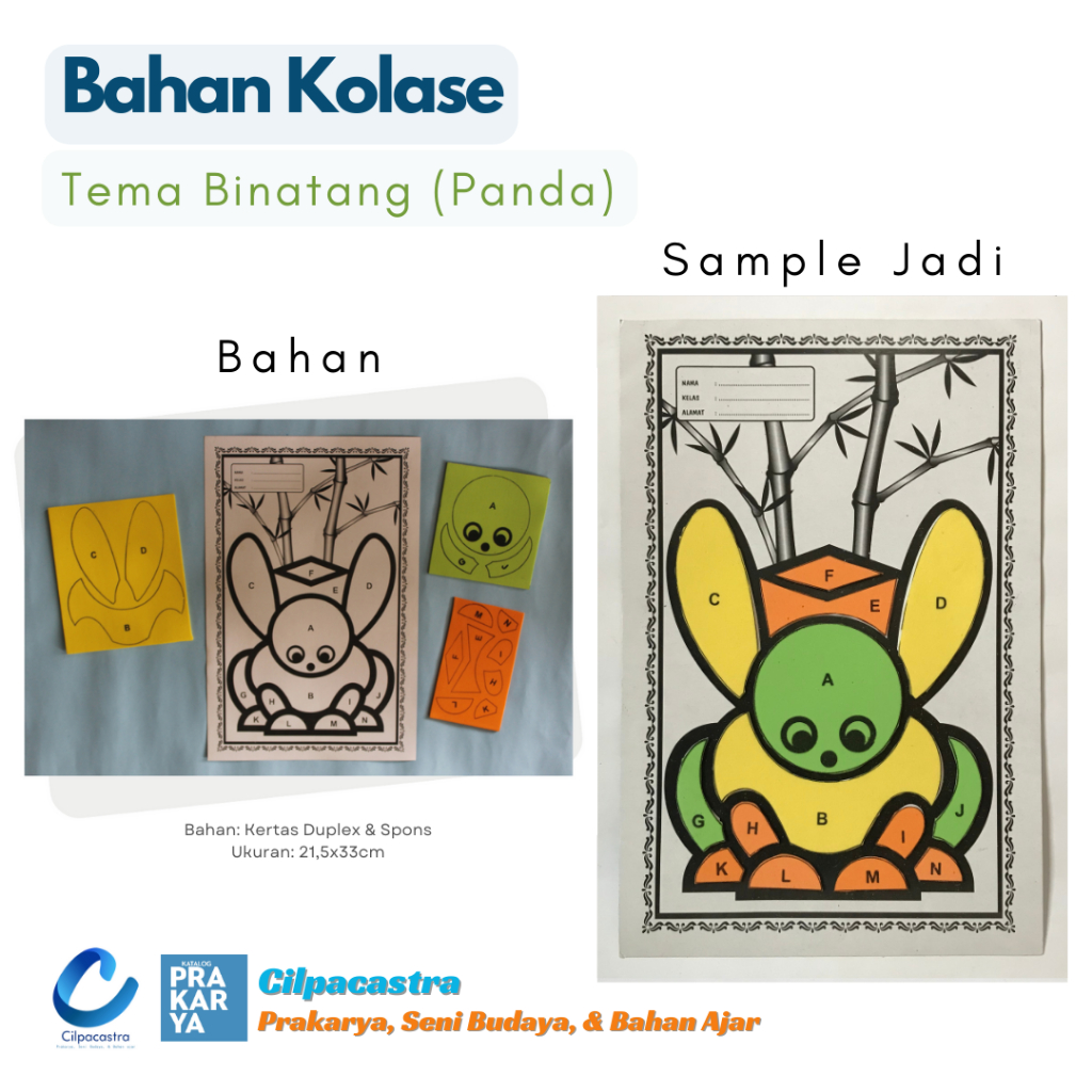 Jual Bahan Ajar Kolase Tema Binatang Panda, Menggunting dan Merekat ...