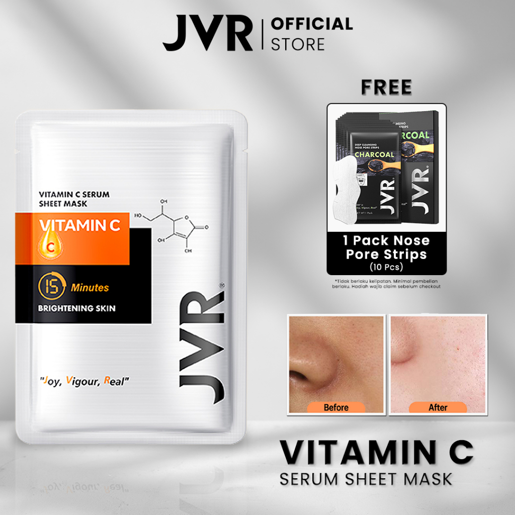 Jual JVR - Vitamin C Serum Sheet Mask 25 gr-Masker untuk Mencerahkan dan Melembabkan Kulit ...