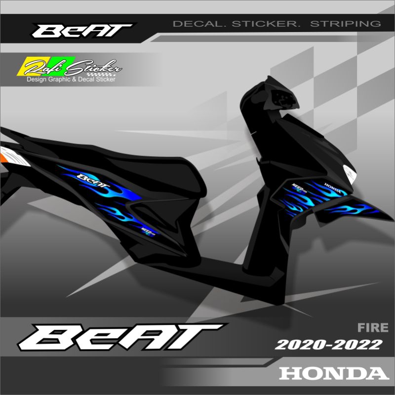 Jual Striping Beat Deluxe / Street New / Motif Api / Stiker Striping ...