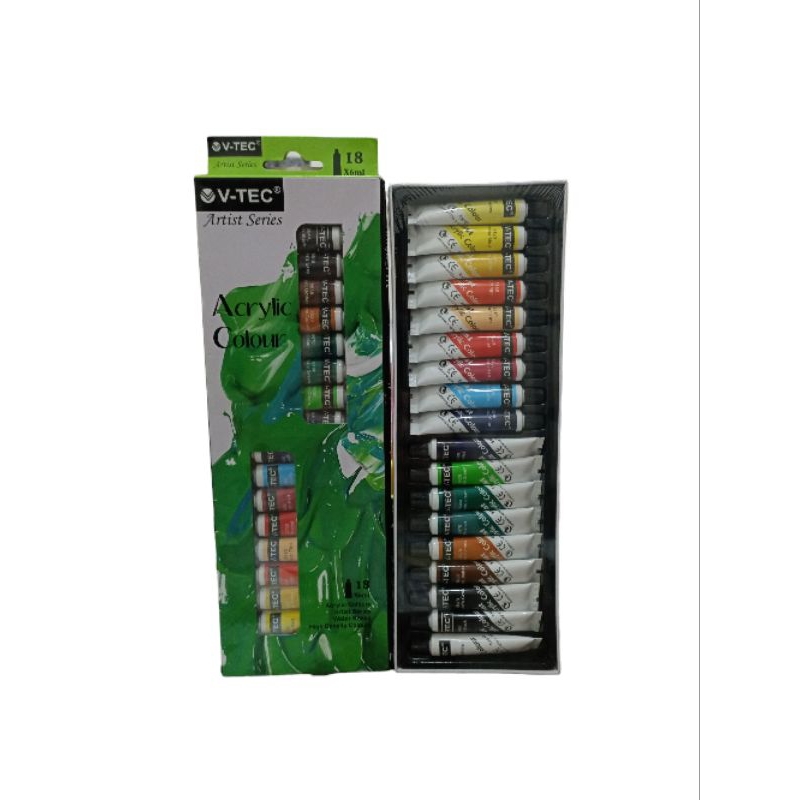Jual Cat akrilik set 18 warna VTEC/ Cat lukis kanvas/ Acrylic paint ...