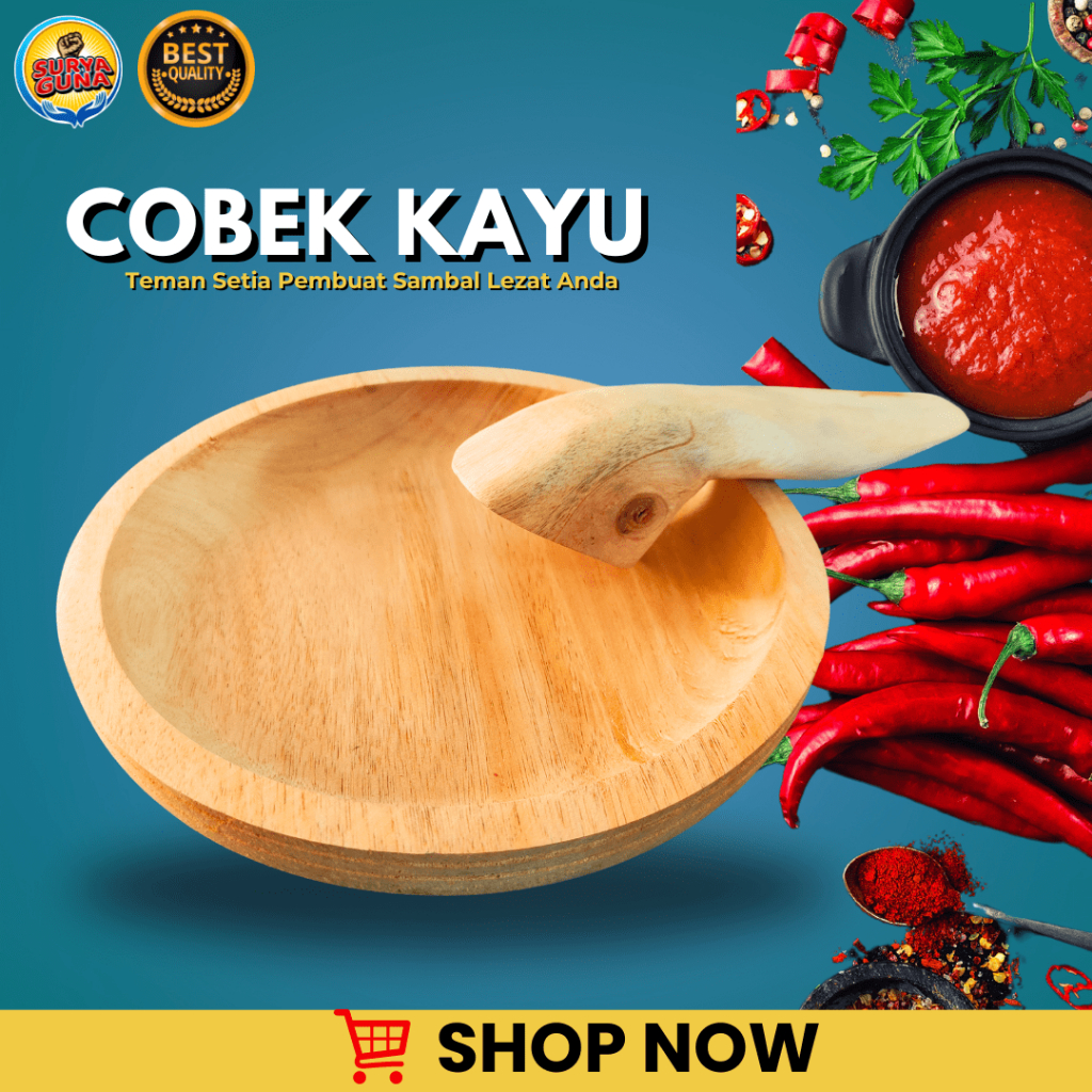 Jual JUAL cobek kayu kualitas bagus cobek kayu bahan premium ukuran 16 ...
